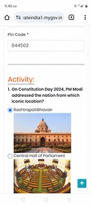 9:40 АмYo LTE.IIㅇo- rateindia1.mygov.in4Pin Code *844502... | Filo