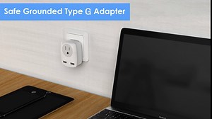 2Pack UK Travel Plug Adapter, Power Outlet Converter for England Ireland Hong Kong - International Electric Adaptor USB Wall Charger for iPhone iPad Laptop