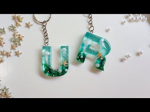 Resin art for beginners step by step | Resin Keychains Ocean Theme | DIY Resin Letter keychain