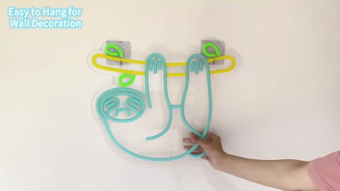 Sloth Neon Sign, Sloth Shaped LED Sign for Game Room Decor, Dimmable USB Powered Gaming Lights for Teen Boy Room Gaming Wall Decor, Best Gamer Gifts for Boys, Kids, Blue