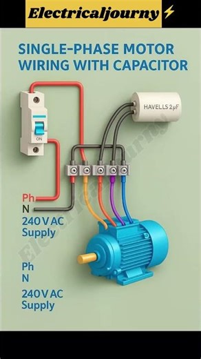 Single Phase Motor Wiring with Capacitor |Easy Step-by-Step Guide #mcbe #viral #phonkmusic #trending