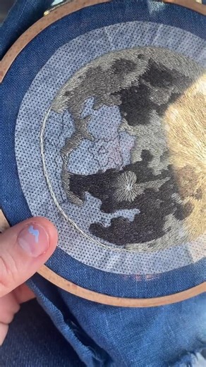 Realistic Full Moon Embroidery Pattern: Thread Painting (PDF Pattern) - Etsy