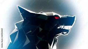 Low Poly Wolf Head VJ Loop - stylized motion graphics which represent roaring wolf's head. It is perfect to use in your next VJ sets, dancefloors and events.