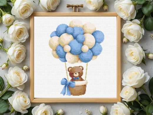 Birth Announcement Cross Stitch Pattern PDF | Teddy Bear Sampler | DIY Baby Shower Easy Chart | Instant Download PDF - Etsy