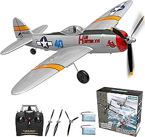 RC Plane 4 Channel Remote Control Airplane with 3 Modes - Ready to Fly Upgrade P-47 Thunderbolt RC Airplane for Beginners Adult with Xpilot Stabilization System & One Key Aerobatic