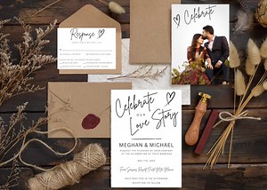 Modern Wedding Invitations, Minimalist Wedding Invites Black and White, Printable Invitations and Signs, INSTANT Canva Template Download - Etsy