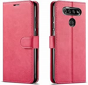 STARSHOP Compatible with LG Stylo 6 Phone Case, with [Tempered Glass Screen Protector Included] PU Leather Wallet Shockproof Phone Cover Kickstand with Pocket Card Slots Magnet Closure - Pink