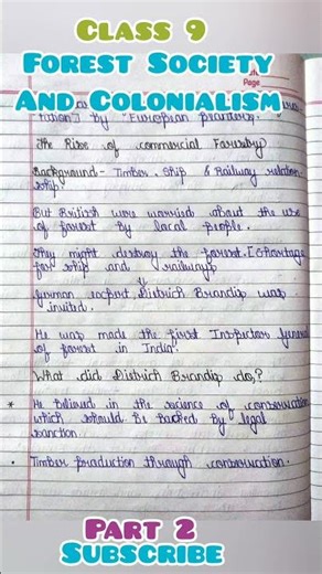 Class 9 | History | Chapter 4 | Forest Society And Colonialism | Notes Part 2