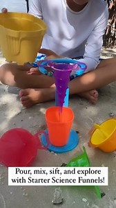 Ignite science curiosity with our NEW Starter Science Funnels! Little learners will discover endless ways to pour, mix, and sift with these durable funnels that are great for encouraging imaginative play and experimentation! Each funnel is a unique shape and size to create optical illusions and engage children in sensory play as they learn about volume, capacity, and more. Click the link to shop! bit.ly/startersciencefunnels | Hand2mind | Facebook