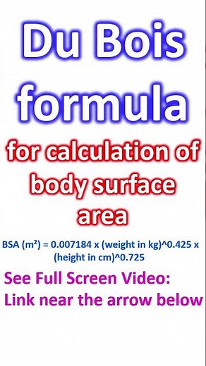 Du Bois formula for calculation of body surface area