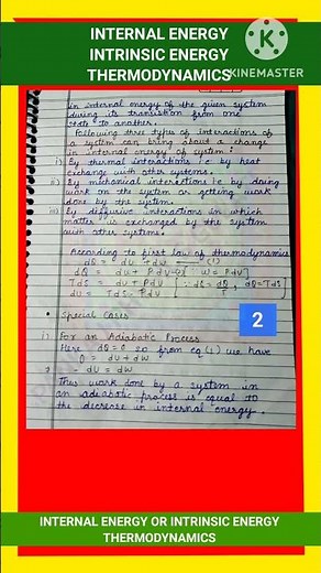 INTERNAL ENERGY | INTRINSIC ENERGY | THERMODYNAMICS | INTERNAL ENERGY IN THERMODYNAMICS |