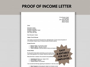 Proof of Income Letter Template - Self Employed, Small Business Owners, Editable & Printable Verification Document, Microsoft Word - Etsy