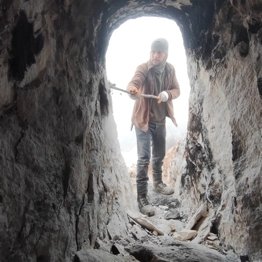 making cave with fire and hand tools like our ancestor #diy #camping #bushcraft #survival #outdoor #asmr #fire #nature #primitive #wildlife #solo #cooking #dog #winter | Mr. Sulo