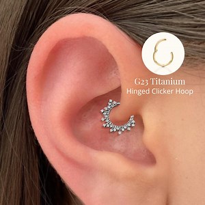 Titanium 16G Hinged Clicker Hoop, Sunburst Cubic Zirconia Segment Ring, Daith, Septum & Nose Piercing Jewelry - Etsy UK