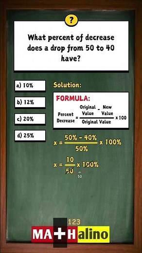 What's the Percent DECREASE from 50 to 40?