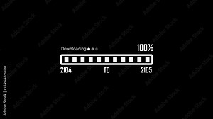 Downloading icon animation with black color background . Downloading bar and percentage Futuristic progress downloading bar 0-100 percent. Year change concept.