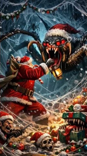 Santa stands fearless, magic against menace, light versus darkness#dreamscreenai #shorts #marvel