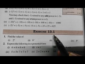 Exponents and power Ex- 13.1 Chapter -13 || Class 7th Maths