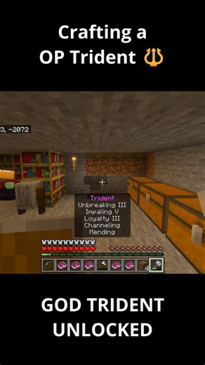 Upgrading a Normal Trident to GOD LEVEL 🔱 | Minecraft Bedrock #minecraftshorts #minecraft