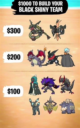$1000 Black Shiny Pokemon Team #shorts #pokemon