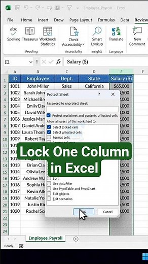 Lock ONE Column in Excel (Without Locking the Whole Sheet!)