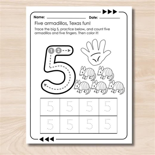 Texas Numbers Fun! Trace, Count & Learn 1-10 | Preschool Worksheets Printable - Etsy