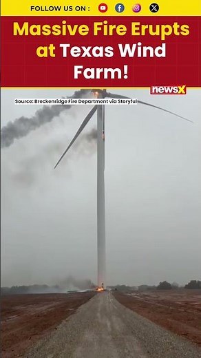 Lightning Strike Sets Wind Turbine on Fire in Stephens County, Viral Video! #texas #shorts #viral