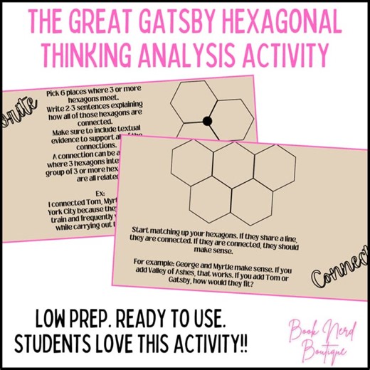 The Great Gatsby Hexagonal Thinking Analysis Activity for Any Point in the Novel