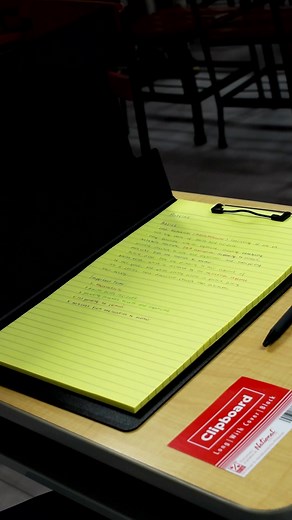 Notetaking with Stabilo Fineliners and Best Buy Clipboard on Yellow Pad Paper