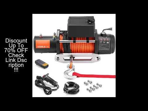 SucceBuy 13500lbs Electric Winch Car Truck Winch with 80ft Synthetic Rope Wireless & Wired Remote Co