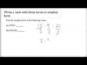 Write a ratio with three terms in simplest form