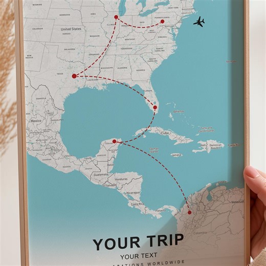 Custom World Travel Route Map Print – Personalized Road Trip Journey Map, Geography Adventure Wall Art Poster (digital Download) - Etsy