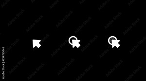 Cursor arrow and hand clicking motion graphic with alpha channel. Mouse pointer click icon animated on transparent background. Tap or touch screen sign symbol.