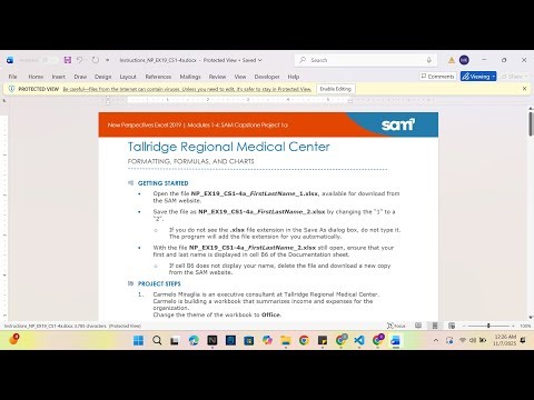 New Perspectives Excel 2019 | Modules 1-4: SAM Capstone Project 1a Tallridge Regional Medical Center