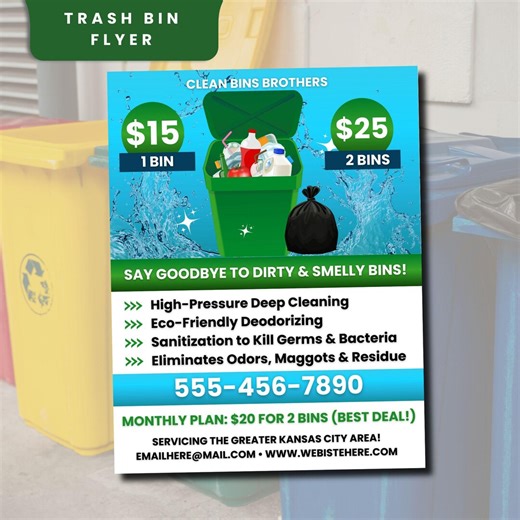 Trash Bin Cleaning Service, Dumpster Cleaning Flyer, Trash Bin Cleaning Flyer, Garbage Can Wash Advertisement , Instant Download - Etsy
