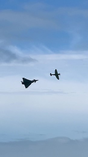 This was beyond stunning to see and very iconic. Didn’t want it to end! #caviationplanes #spitfire #typhoon #formation #airshow #flyover #flypast #lowpass #fyp