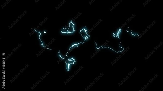 Electric lightning spark loop effect with transparent background, white lightning bolt animation, high-voltage energy concept, cartoon thunderstorm strikes for background and overlay use 4K
