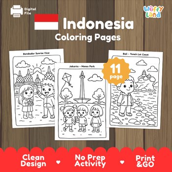 Indonesia Coloring Pages | Landmarks & Culture Geography Art Worksheets