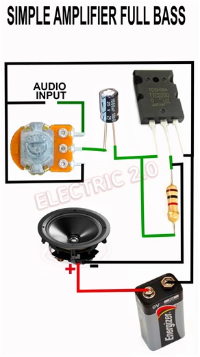 Simple Amplifier Circuit _ Full BASS _ Single Transistor | Electric 2.0
