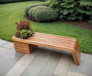 Modern Outdoor Bench Plan: Wood Garden Bench With Planter DIY Furniture (PDF Download) - Etsy
