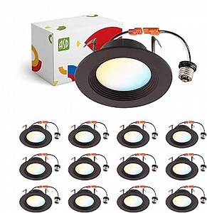 ASD Retrofit LED Recessed Lighting 4 Inch | 9W 700 Lm Wet Rated Dimmable Ceiling Downlights | 2700K-5000K Adjustable CRI90 Bronze Room Recessed Light Fixtures | LED Can Lights, UL 12 Pack