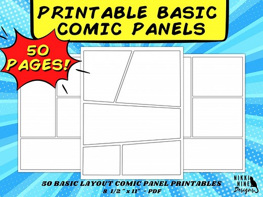 Basic Comic Book Panels With 50 Printable Pages | Manga Panels | Blank Comic Book Pages | DIY Comic Book | Digital File - Etsy