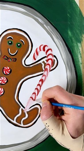 How to paint a gingerbread man for beginners 🎨✨ #Christmas #acrylicpainting #tutorials #easy