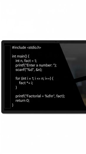 print fectorial no using c language #viral #coding #engineerproblems #javascript #ai