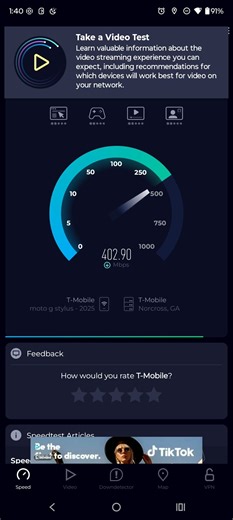 T-Mobile home Internet speed test