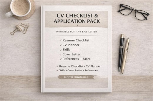 Resume Checklist Planner | CV Writing, Cover Letter (PDF Download A4/US Letter) - Etsy