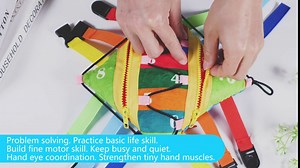 teytoy Sensory Buckle Pillow Toys for Toddlers,Travel Toys for Toddlers 1-3 Learning Fine Motor Skill & Problem Solving,Montessori Sensory Fidgets for Kids Threading Counting Zipper-12 Basic Skill