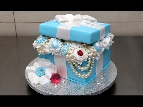Tiffany Gift Box Pearls and Diamonds Cake by CakesStepbyStep