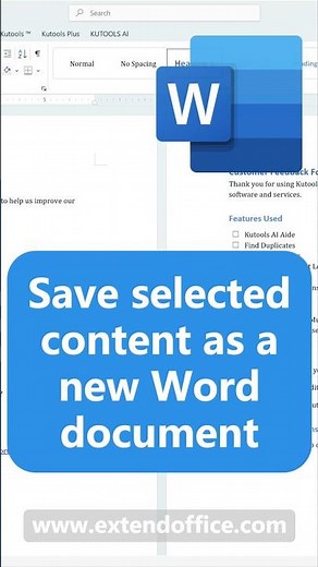 How to save selected content as a new Word document?