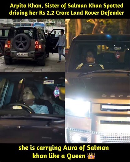 The Richsite on Instagram: "Arpita Khan Sharma, the beloved sister of Salman Khan, effortlessly maintains her regal aura as she was recently spotted driving her highly customized Land Rover Defender, a powerful and opulent SUV that typically costs around ₹2.2 crore and is a prized possession in her impressive car collection. Her considerable wealth is estimated to be around ₹166 crore, which she manages through various investments and business interests, including a degree from the London School